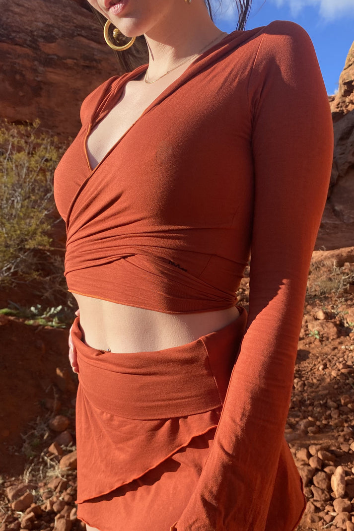 Rust Ninja Wrap with Long Sleeves by Lotus Tribe Clothing