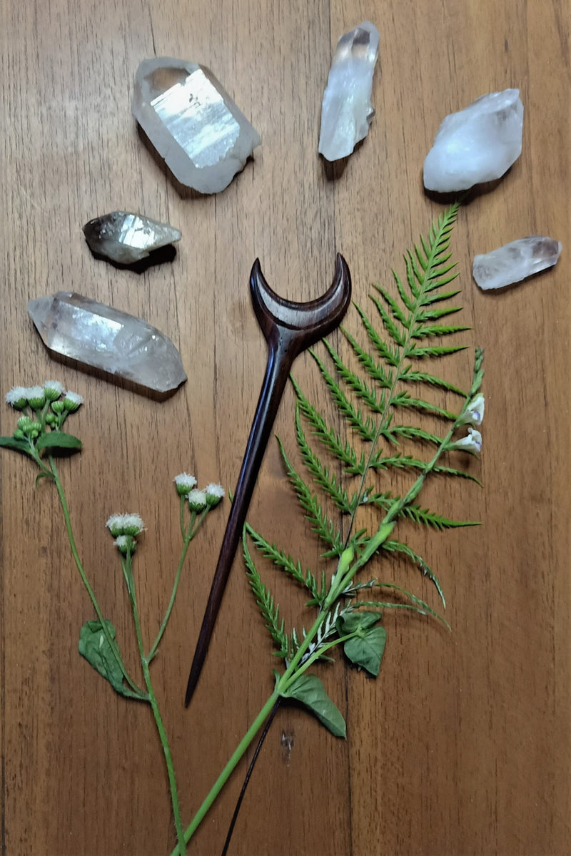 Carved Crescent Moon Wood Hair Stick by Lotus Tribe – Lotus Tribe Clothing